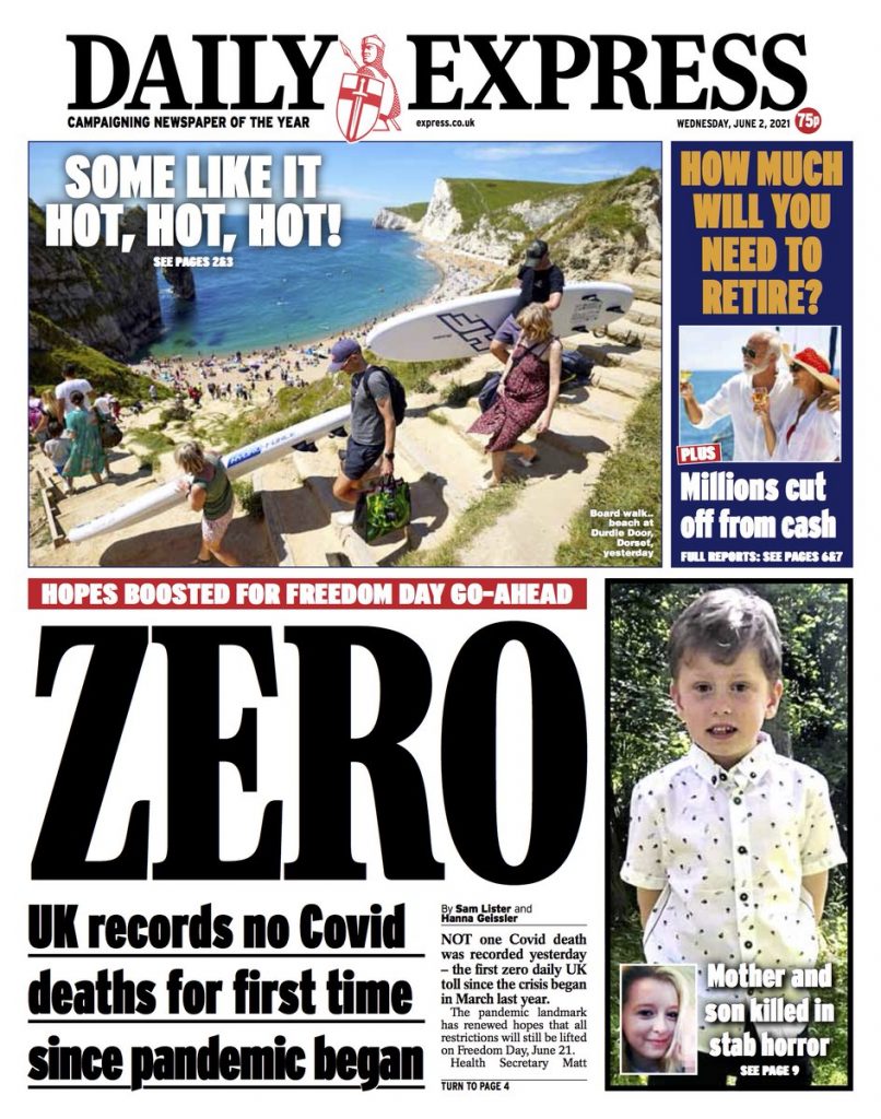 Daily Express Front Page 2nd of June 2021 - Tomorrow's Papers Today!