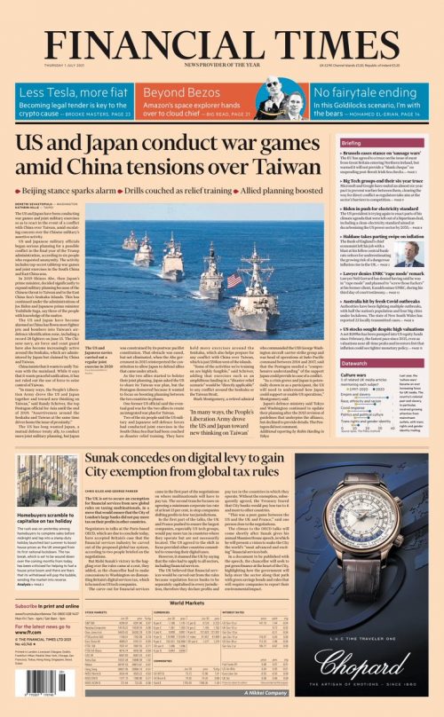 Financial Times Front Page 1st of July 2021 - Tomorrow's Papers Today!