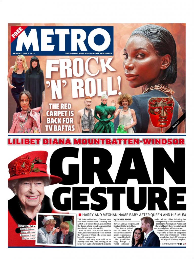 Metro Front Page 7th of June 2021 - Tomorrow's Papers Today!