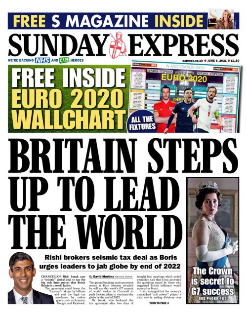 Sunday Express Front Page 6th of June 2021 - Tomorrow's Papers Today!