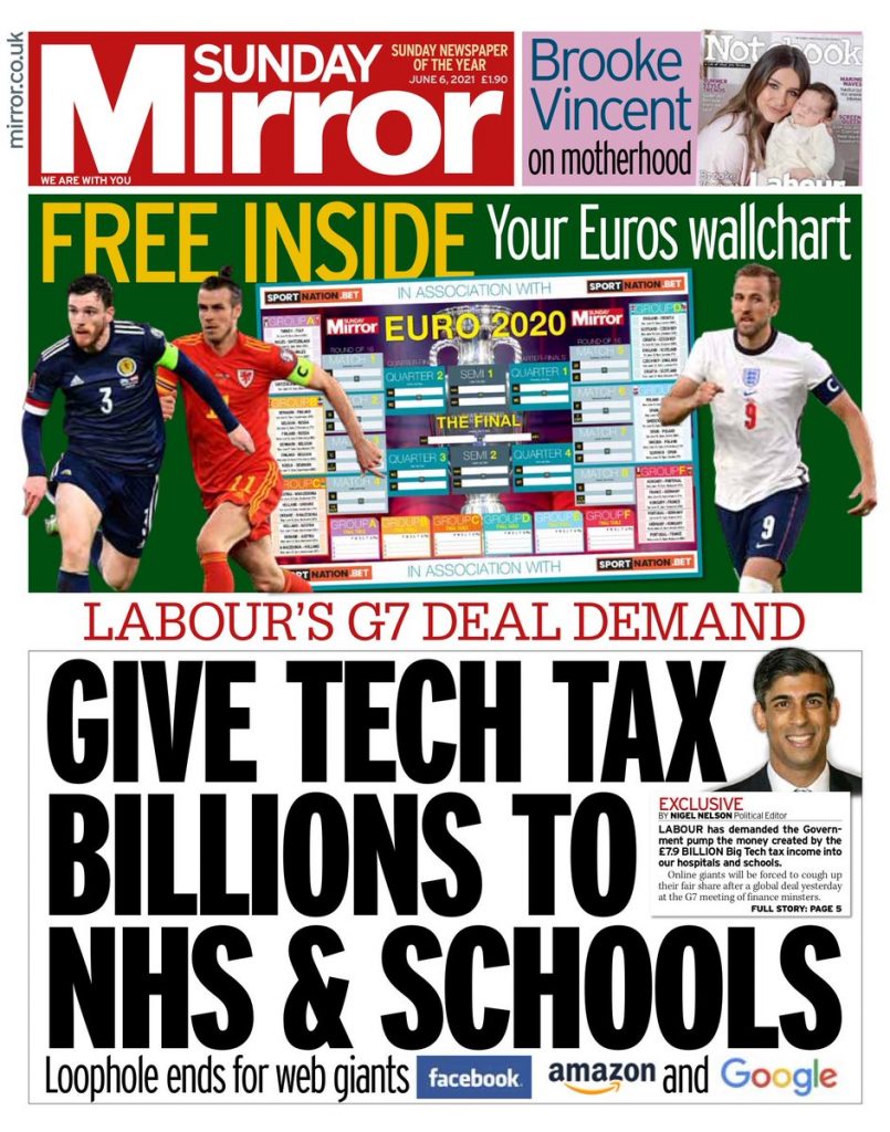 Sunday Mirror Front Page 6th of June 2021 - Tomorrow's Papers Today!