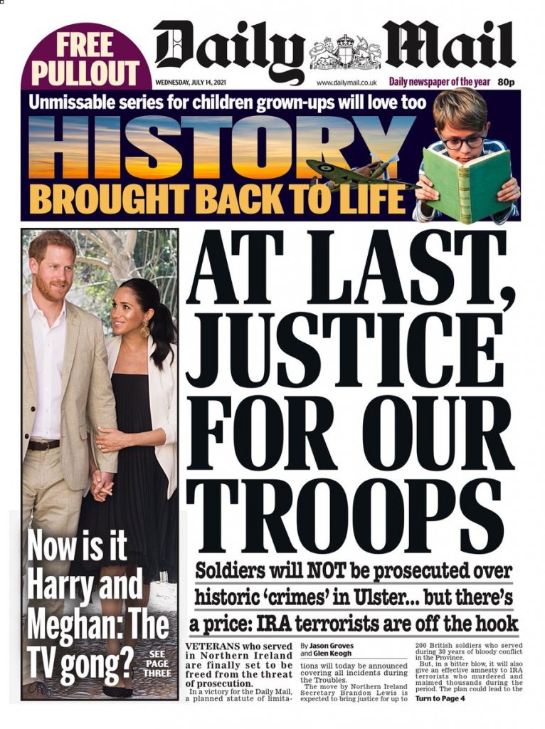 Daily Mail Front Page 14th of July 2021 - Tomorrow's Papers Today!