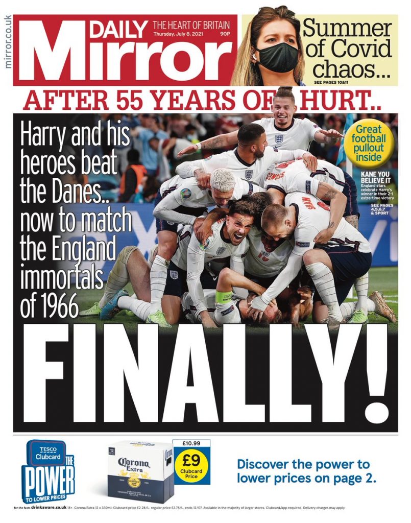 Daily Mirror Front Page 8th of July 2021 - Tomorrow's Papers Today!