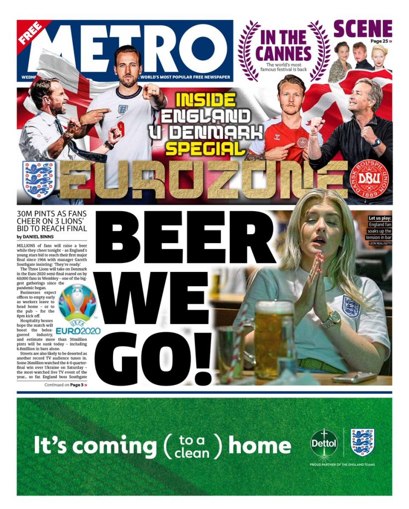 Metro Front Page 7th of July 2021 - Tomorrow's Papers Today!