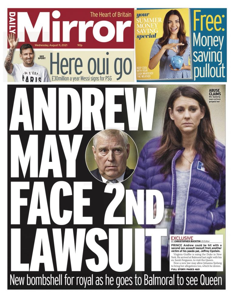 Daily Mirror Front Page 11th of August 2021 - Tomorrow's Papers Today!