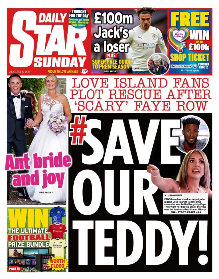 Daily Star Sunday Front Page 7th of March 2021 - Tomorrow's Papers Today!