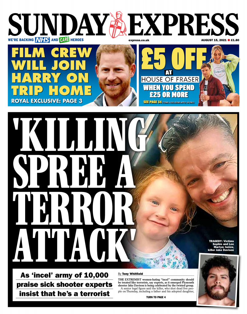 Sunday Express Front Page 15th of August 2021 - Tomorrow's Papers Today!