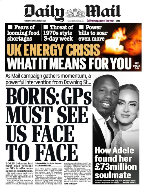 Daily Mail Front Page 21st of September 2021 - Tomorrow's Papers Today!