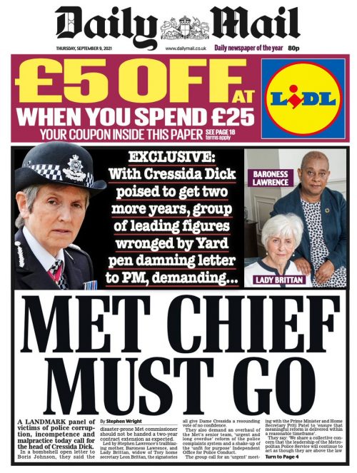 Daily Mail Front Page 9th of September 2021 - Tomorrow's Papers Today!