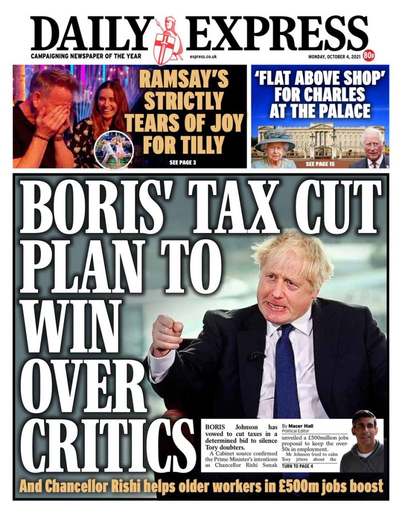 Daily Express Front Page 4th of October 2021 - Tomorrow's Papers Today!