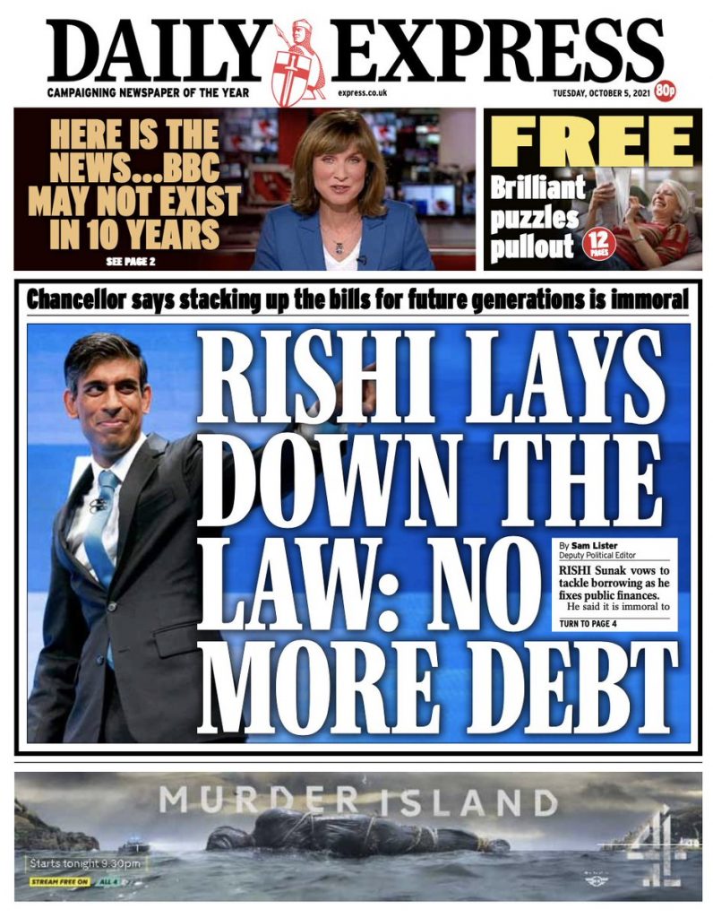 Daily Express Front Page 5th of October 2021 - Tomorrow's Papers Today!