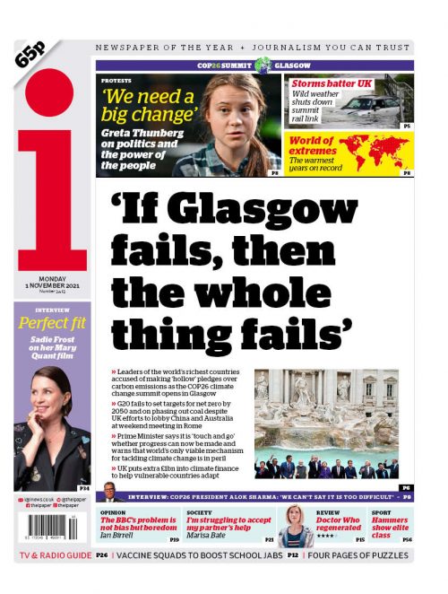 i Front Page 1st of November 2021 - Tomorrow's Papers Today!