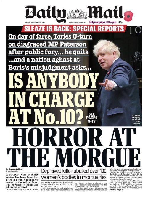 Daily Mail Front Page 5th of November 2021 - Tomorrow's Papers Today!