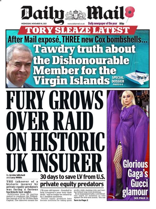 Daily Mail Front Page 10th of November 2021 - Tomorrow's Papers Today!