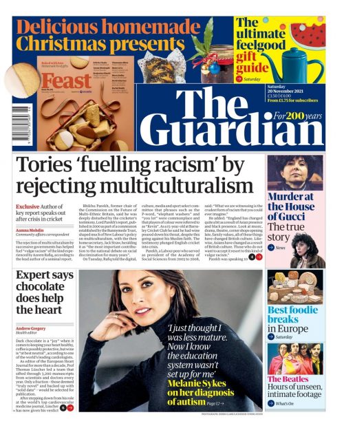 Guardian Front Page 20th of November 2021 - Tomorrow's Papers Today!