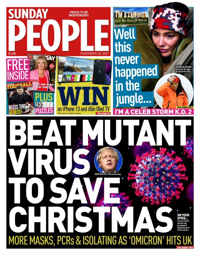 Sunday People Front Page 28th of November 2021 - Tomorrow's Papers Today!