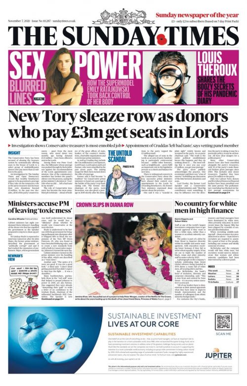 Sunday Times Front Page 7th of November 2021 - Tomorrow's Papers Today!