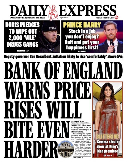 Daily Express Front Page 7th of December 2021 - Tomorrow's Papers Today!