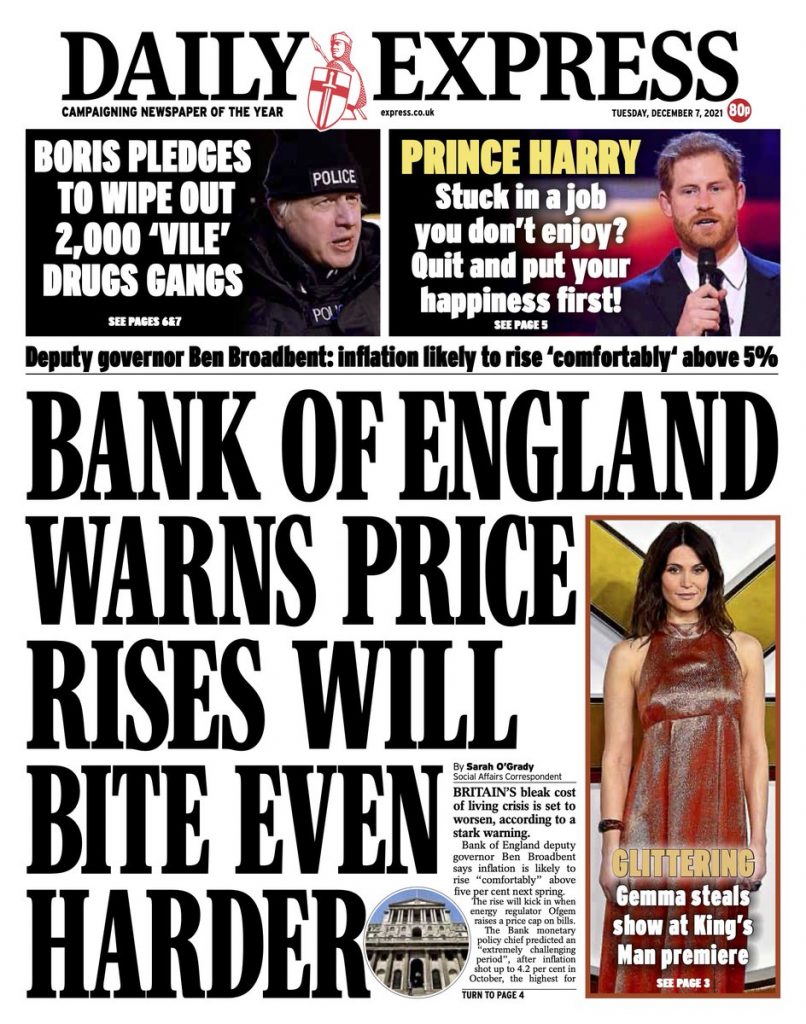 Daily Express Front Page 7th of December 2021 - Tomorrow's Papers Today!