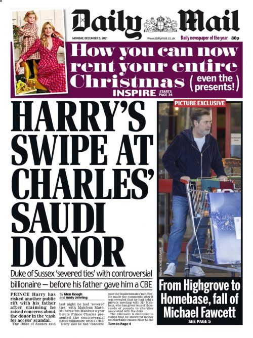 Daily Mail Front Page 6th of December 2021 - Tomorrow's Papers Today!