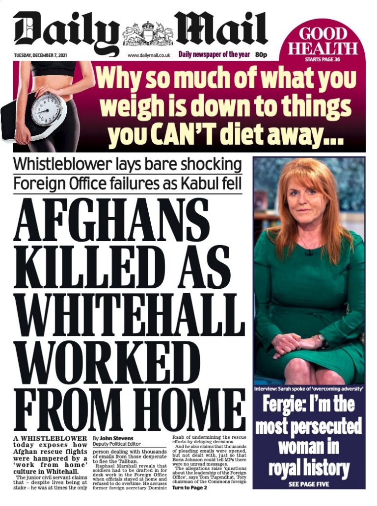 Daily Mail Front Page 7th of December 2021 - Tomorrow's Papers Today!