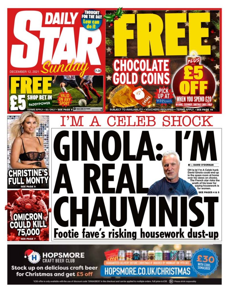 Daily Star Sunday Front Page 12th of December 2021 - Tomorrow's Papers ...