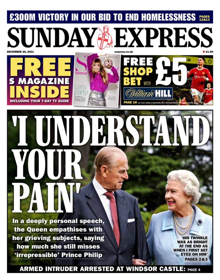 Sunday Express Front Page 26th of December 2021 - Tomorrow's Papers Today!