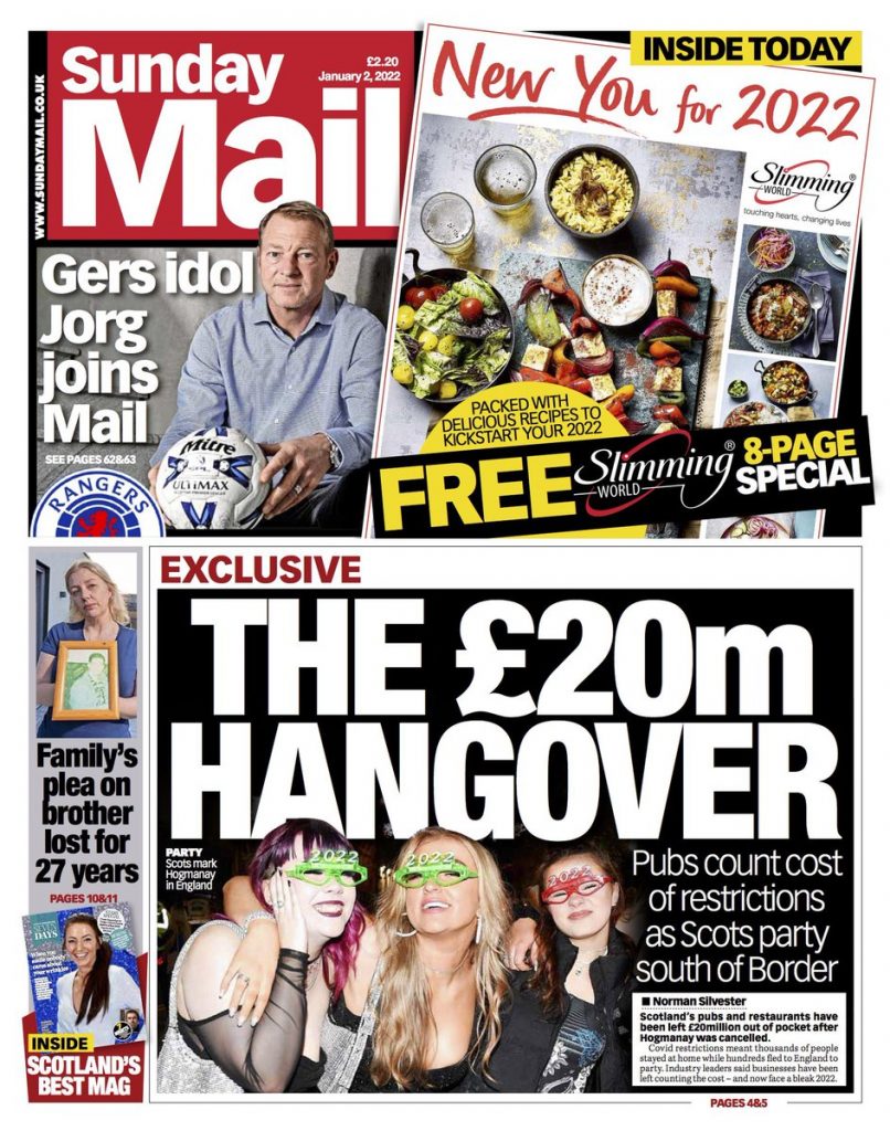 Sunday Mail Front Page 2nd of January 2022 - Tomorrow's Papers Today!