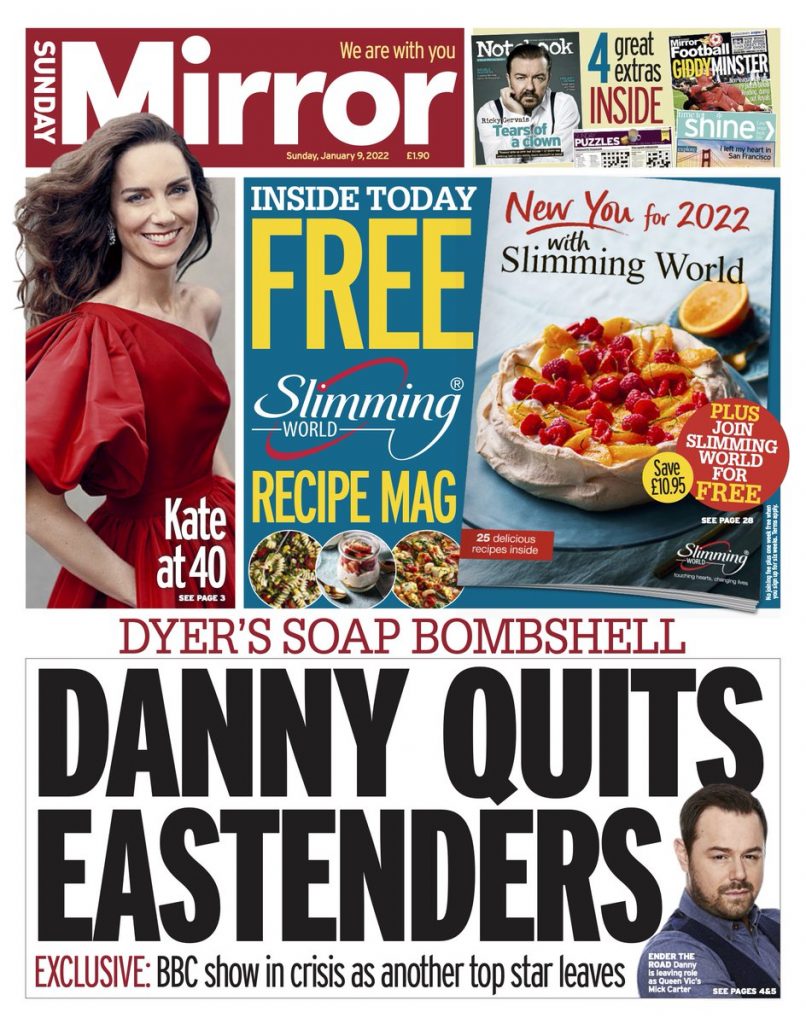 Sunday Mirror Front Page 9th of January 2022 - Tomorrow's Papers Today!