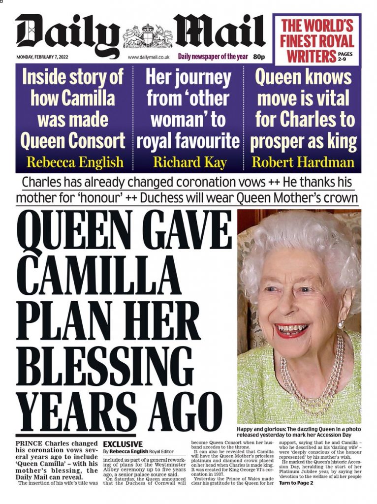 Daily Mail Front Page 7th of February 2022 - Tomorrow's Papers Today!