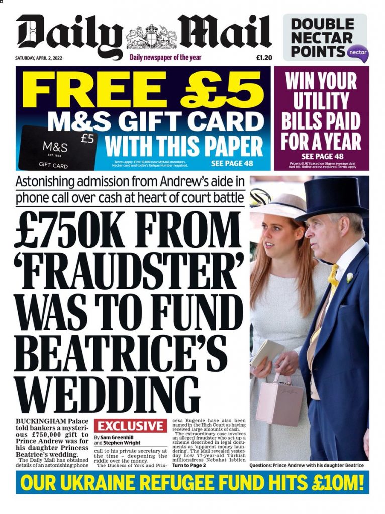 Daily Mail Front Page 2nd of April 2022 - Tomorrow's Papers Today!