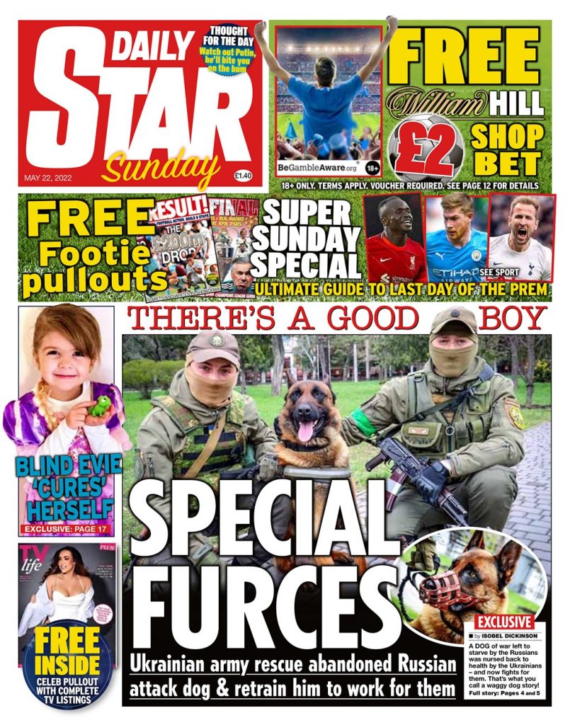 Daily Star Sunday Front Page 22nd of May 2022 - Tomorrow's Papers Today!