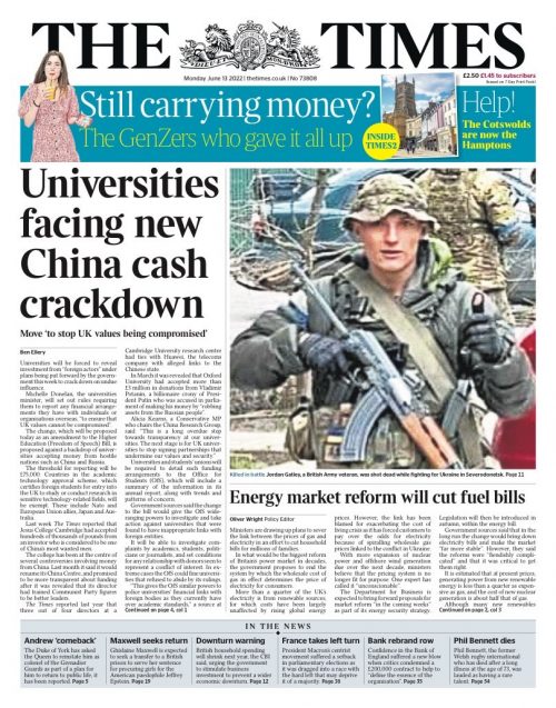 Times Front Page 13th of June 2022 - Tomorrow's Papers Today!