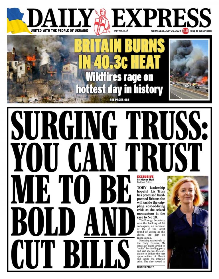 Daily Express Front Page 20th of July 2022 - Tomorrow's Papers Today!