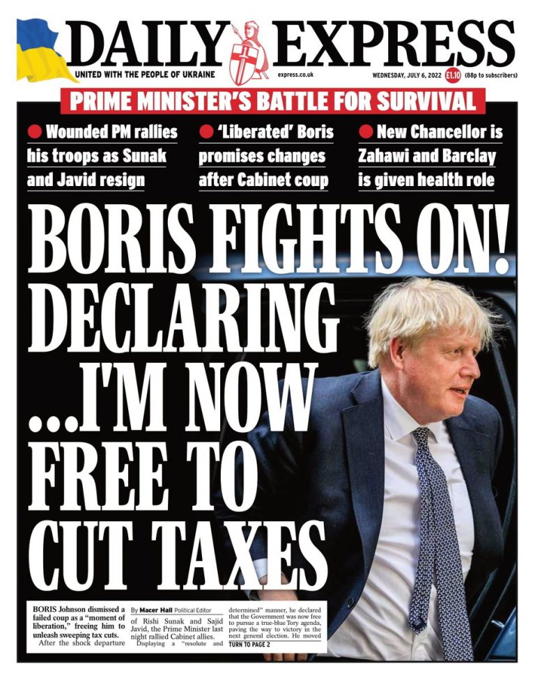 Daily Express Front Page 6th of July 2022 - Tomorrow's Papers Today!