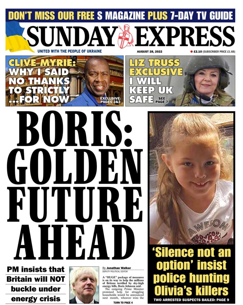 Sunday Express Front Page 28th of August 2022 - Tomorrow's Papers Today!