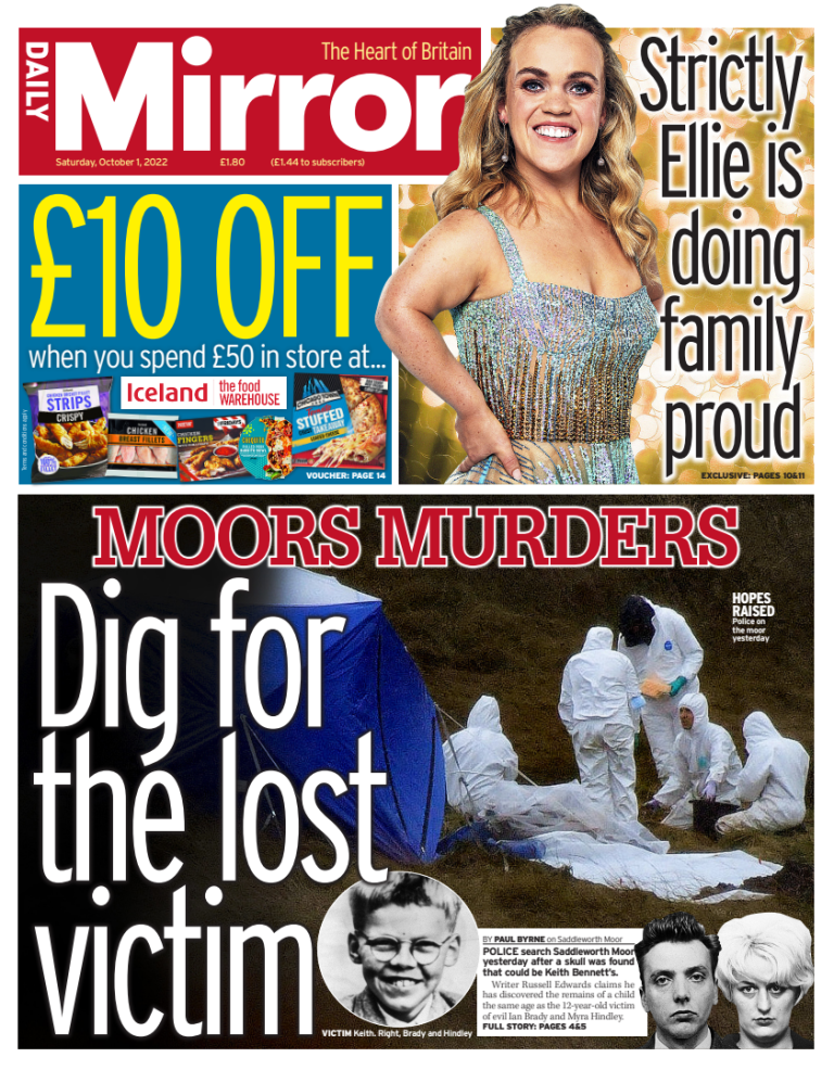 Daily Mirror Front Page 1st of October 2022 - Tomorrow's Papers Today!