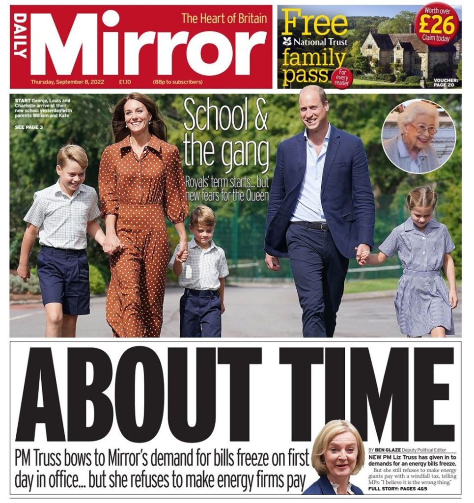 Daily Mirror Front Page 8th of September 2022 - Tomorrow's Papers Today!