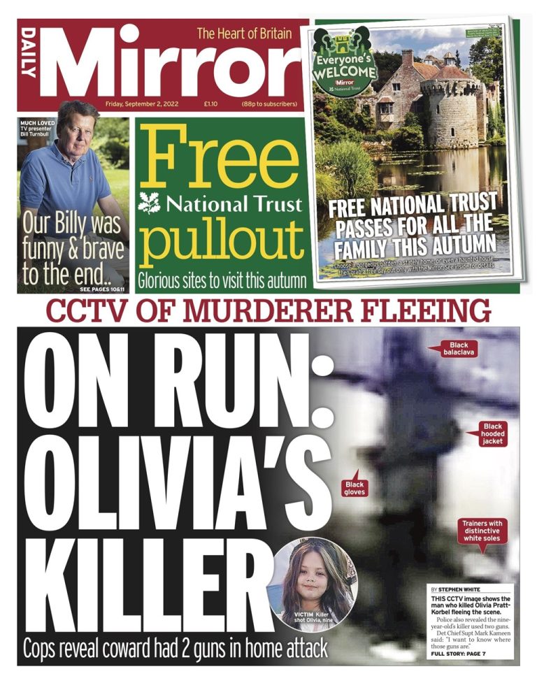Daily Mirror Front Page 2nd of September 2022 - Tomorrow's Papers Today!