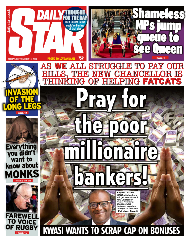 Daily Star Front Page 16th of September 2022 - Tomorrow's Papers Today!