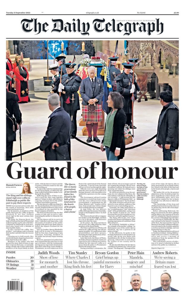 Daily Telegraph Front Page 13th of September 2022 - Tomorrow's Papers ...
