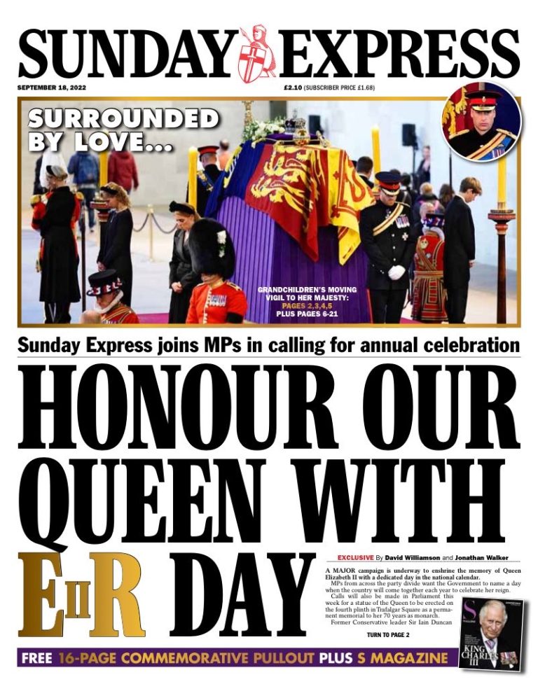 Sunday Express Front Page 18th of September 2022 - Tomorrow's Papers Today!
