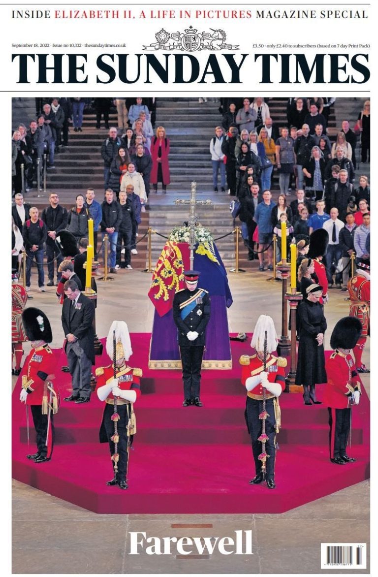 Sunday Times Front Page 18th of September 2022 - Tomorrow's Papers Today!