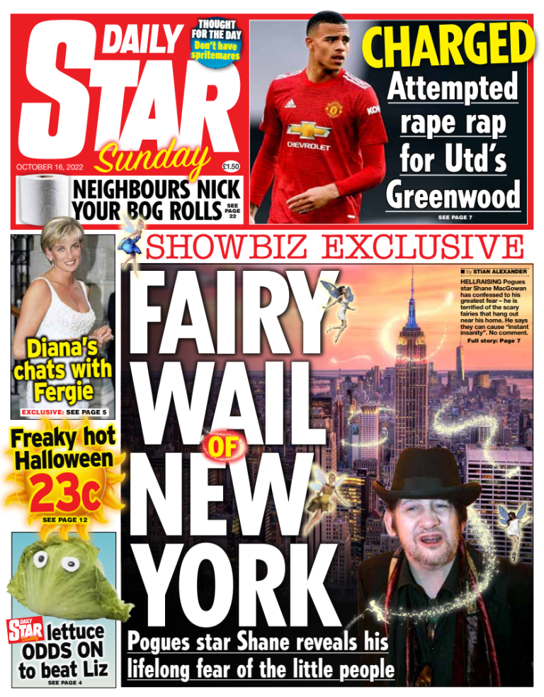 Daily Star Sunday Front Page 16th of October 2022 - Tomorrow's Papers ...