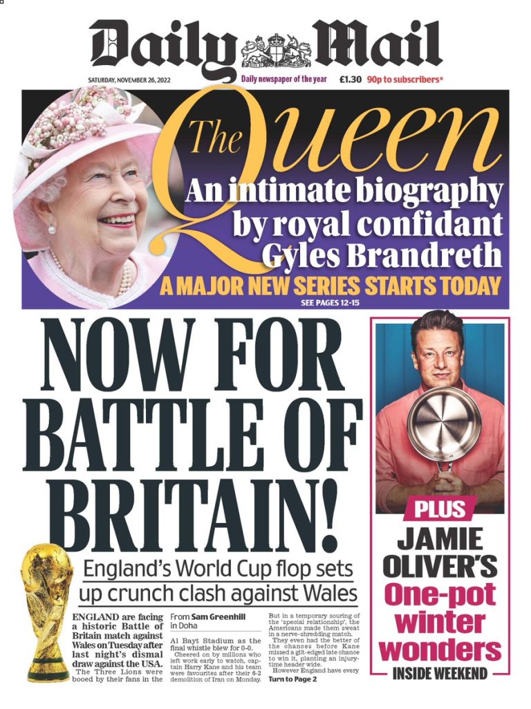 Daily Mail Front Page 26th of November 2022 - Tomorrow's Papers Today!