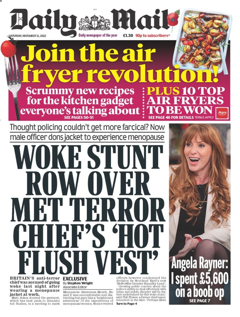 Daily Mail Front Page 12th of November 2022 - Tomorrow's Papers Today!