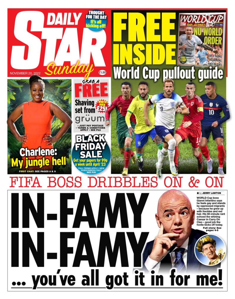 Daily Star Sunday Front Page 20th of November 2022 - Tomorrow's Papers ...