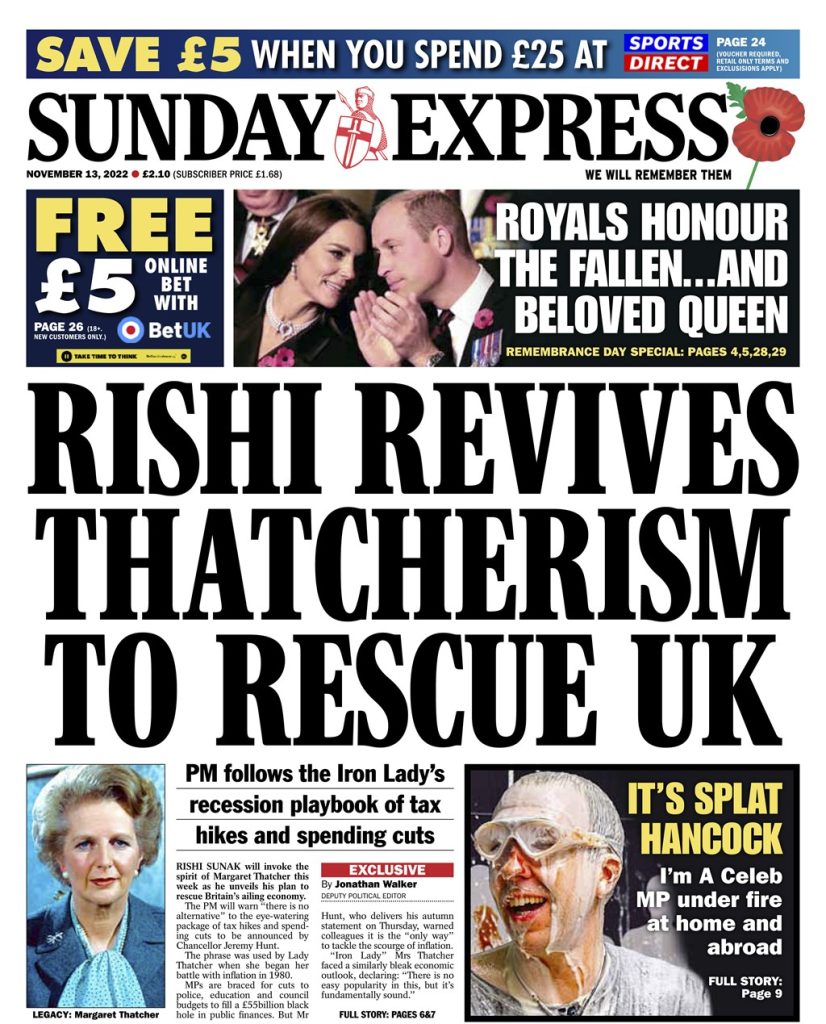 Sunday Express Front Page 13th of November 2022 - Tomorrow's Papers Today!