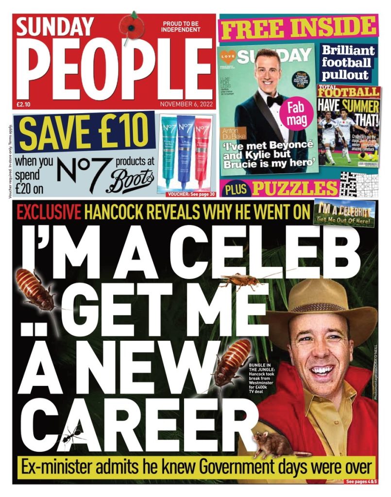Sunday People Front Page 6th of November 2022 - Tomorrow's Papers Today!