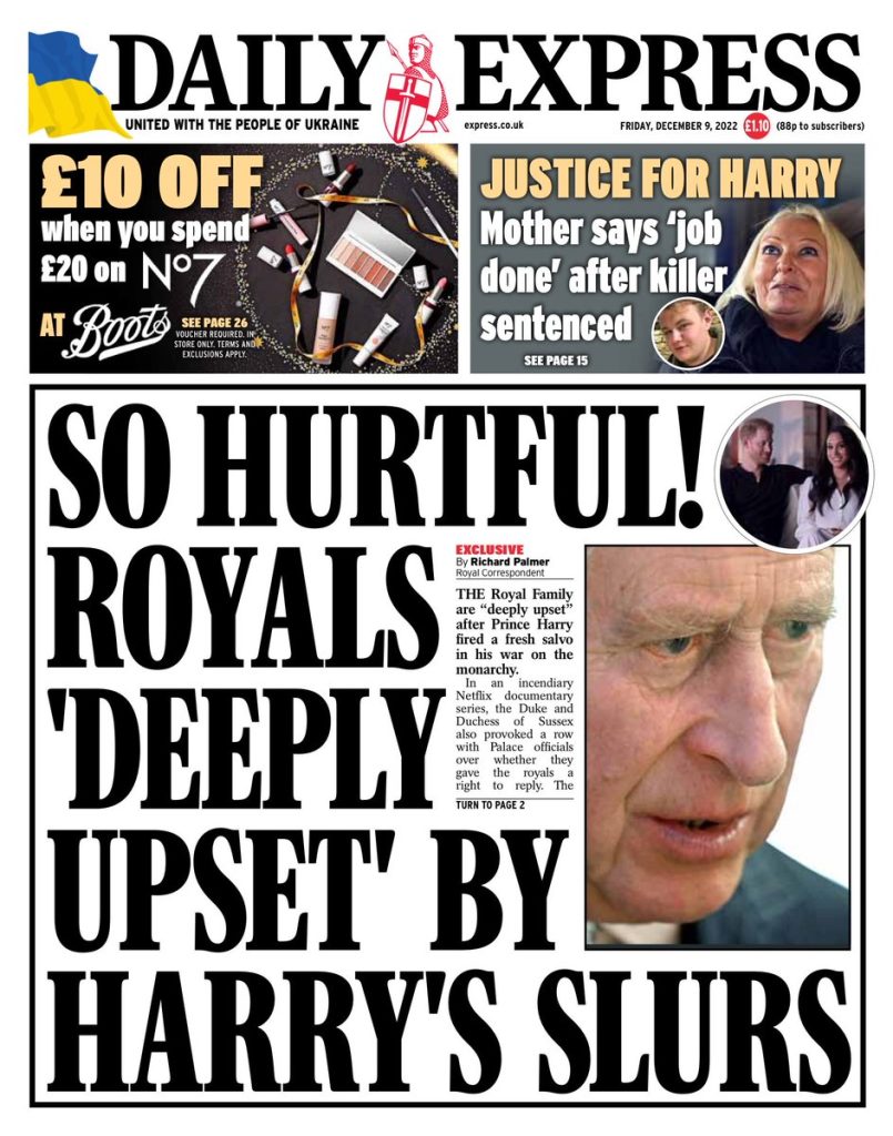 Daily Express Front Page 9th of December 2022 - Tomorrow's Papers Today!